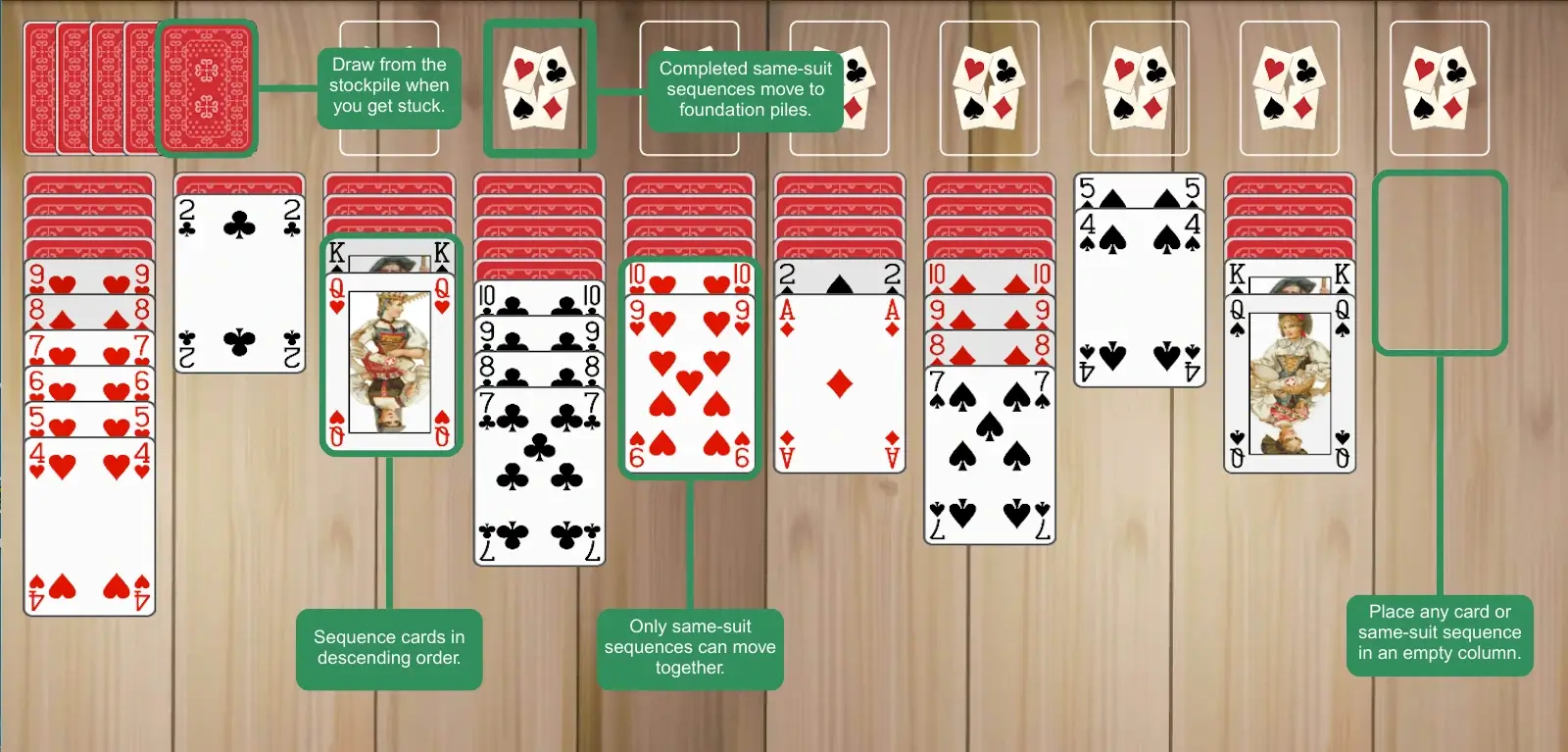 Spider Solitaire 4 Suits - Play Online for Free